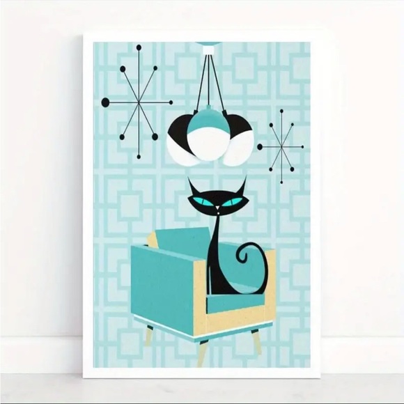 Art | Atomic Cat Canvas Print Mid Century Modern | Poshmark